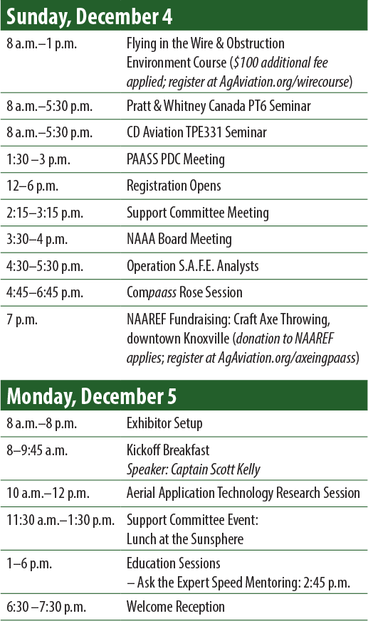 Agricultural Aviation - Summer 2022 2022 Ag Aviation Expo Schedule