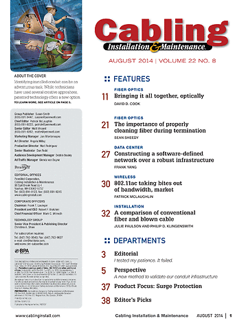 Cabling Installation & Maintenance - August 2014