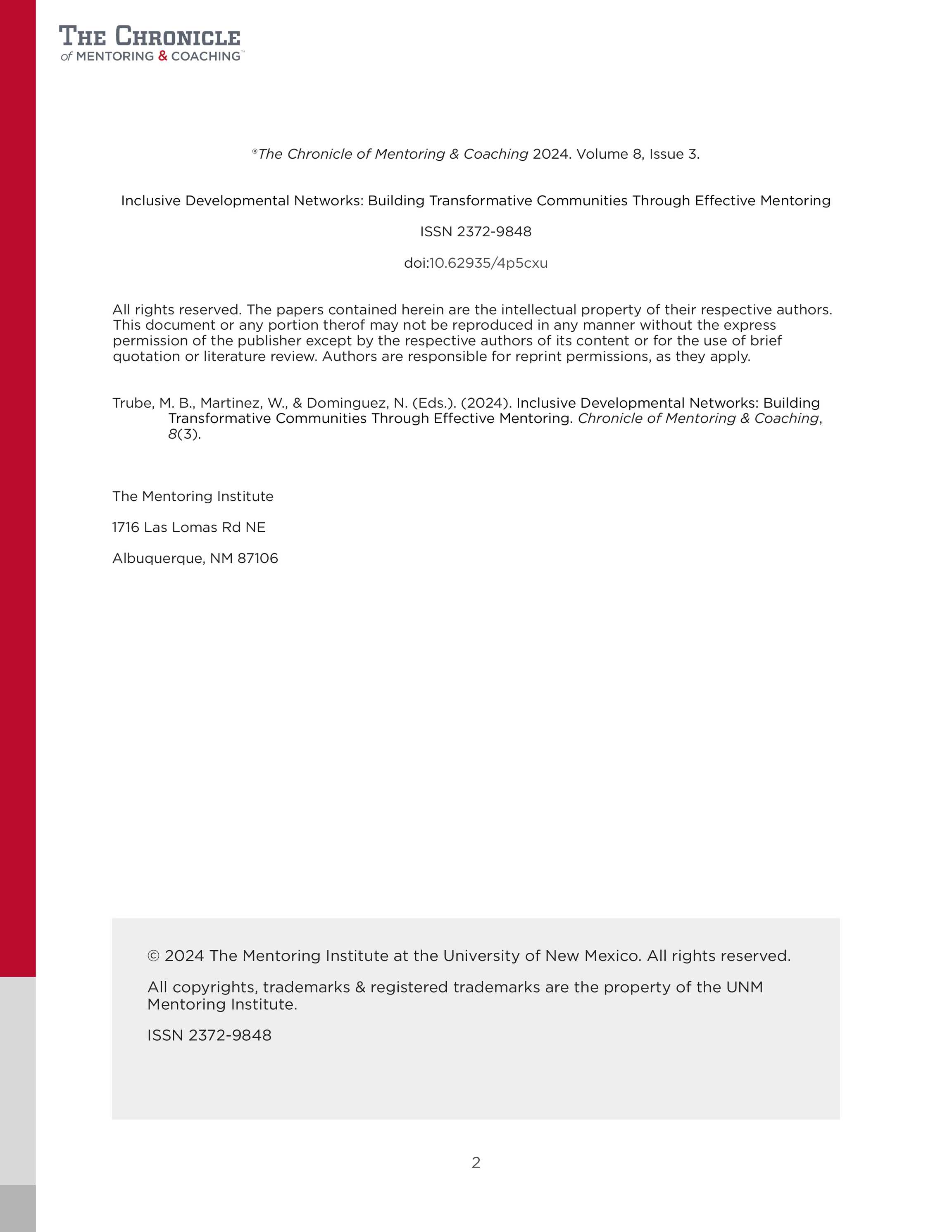 The Chronicle of Mentoring and Coaching - vol8no3