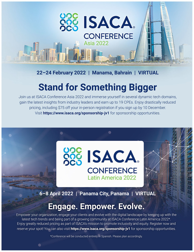 ISACA Journal - 2022 Volume 1 Cover