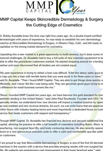 MedEsthetics - October 2023 MMP Capital Keeps Skincredible Dermatology ...